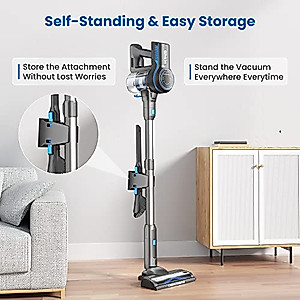 WnkimTech Cordless Vacuum Cleaner, 25Kpa Powerful Stick Vacuum for Hardwood Floor, 45 Min Rechargeable Battery, 6 in 1 Lightweight Upright Vacuum with LED Display for Pet Hair Carpet