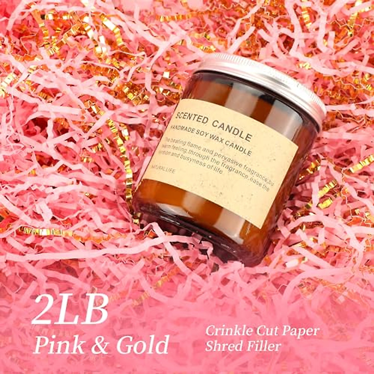 TCAIRG - 2 LB - Gold & Pink - Mixed Color Shred Filler Crinkle Cut Paper for luxury Gift Box Filler Gift Basket Stuffing Shipping Packaging Craft Party Favor Bags (Gold & Pink)