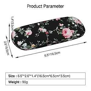 PERFECTSIGHT Hard Shell Eyeglasses Case Floral Portable Protective Glasses Case Flower Fabric Surface Eyeglass Case for Women Girls With Microfiber Cleaning Cloth (Black)
