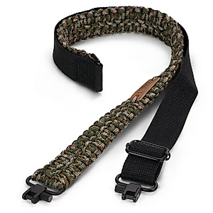 TLO Outdoors Paracord Gun Sling - Tactical 2-Point Rifle Sling, Extra Wide, Adjustable Strap with Swivels for Rifle, Shotgun, and Crossbow for Hunting, Shooting, Gun Safety (550 Rated Nylon)