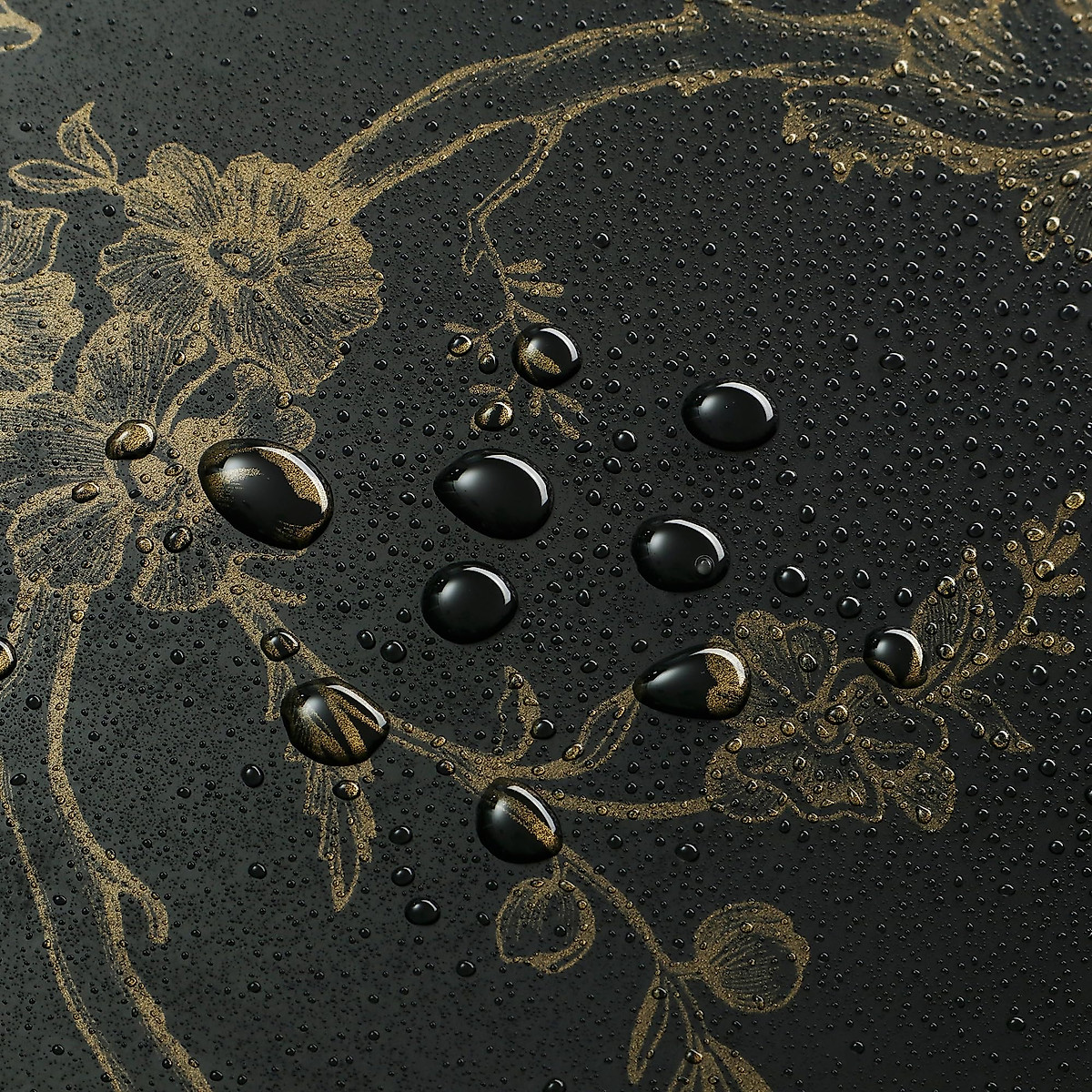 Safiyya Peel and Stick Wallpaper Gold and Black Contact Paper Floral Birds Wallpaper Peel and Stick Removable Wallpapr Boho Wallpaper Flower Contact Paper for Cabinets Vinyl Rolls 118"x17.3"