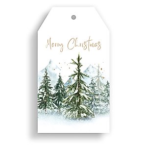 Whaline 100Pcs Christmas Paper Gift Tags Gold Foil Merry Christmas Paper Tags Watercolor Tree Seasonal Wishes Holiday Hang Name Tags Label with Twine, Xmas Winter Great DIY Gift Seasonal Party Favors