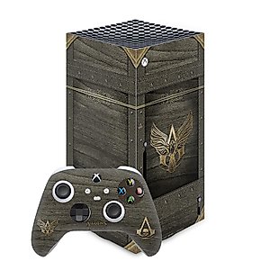Head Case Designs Officially Licensed Assassin's Creed Wood and Gold Chest Black Flag Graphics Vinyl Sticker Gaming Skin Decal Cover Compatible with Xbox Series X Console and Controller Bundle