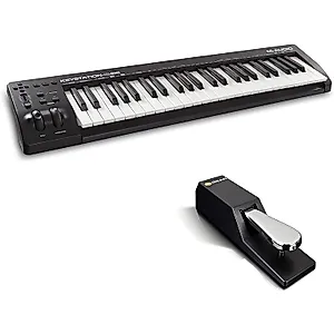 Keystation 49 MIDI Keyboard controller Beat Maker Bundle with 49 Keys and Sustain Pedal, Plus Software Suite