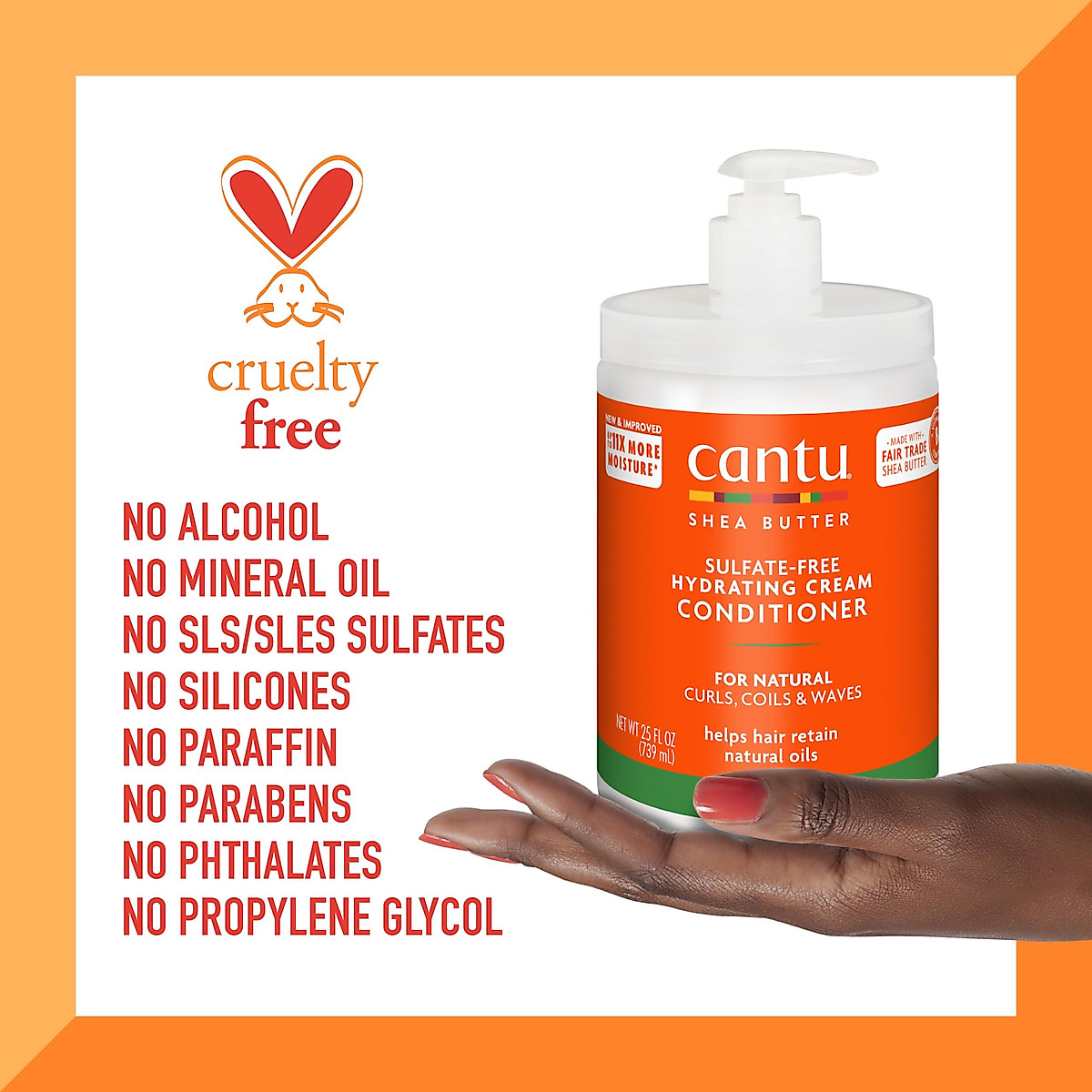 Cantu Sulfate-Free Hydrating Cream Conditioner with Shea Butter for Natural Hair, 25 fl oz