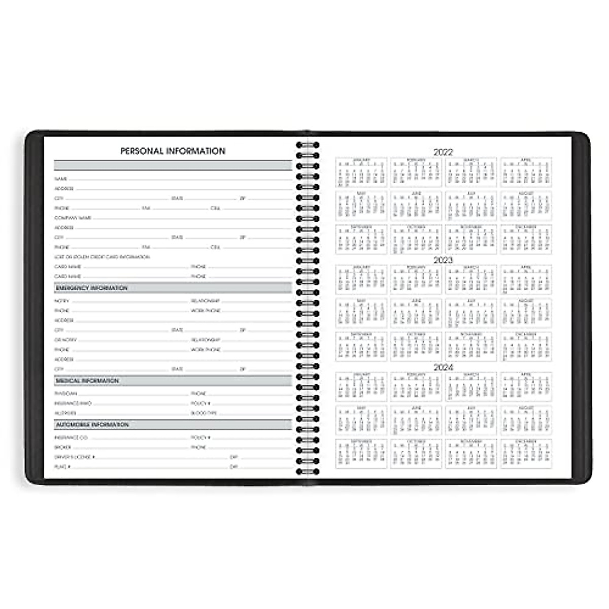 AT-A-GLANCE 2023 Weekly Planner, Quarter-Hourly Appointment Book, 7" x 8-3/4", Medium, Telephone/Address Pages, Black (7095105)