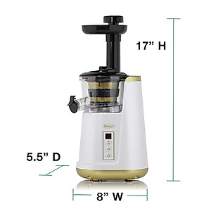 Omega Juicer Cold Press 365 Vertical Slow Masticating Extractor for Fruits and Vegetables, BPA-Free, 65 RPM, 150-Watts, White
