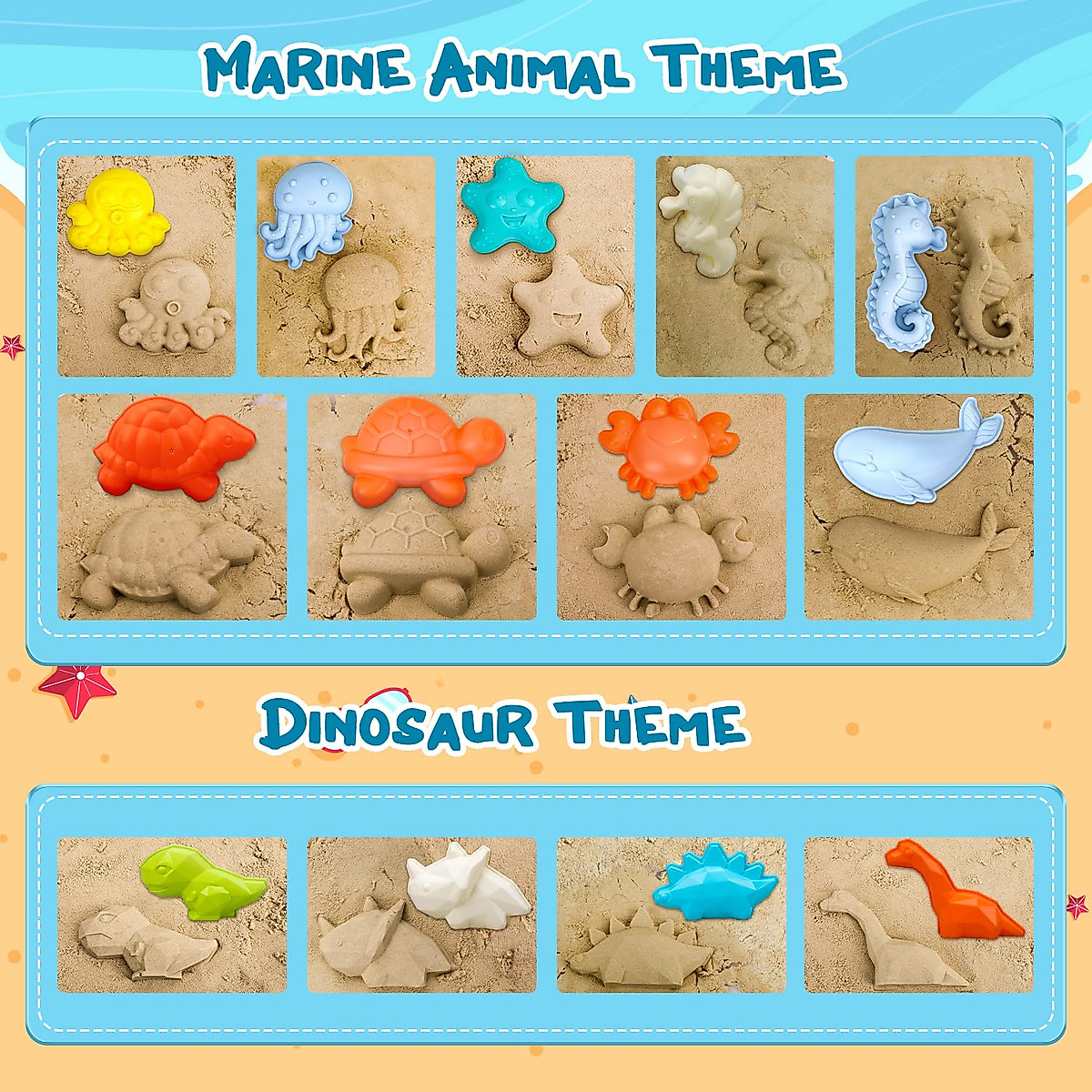 TOY Life 30 Pcs Beach Sand Box Toys for Kids Toddlers 3 6 8 12, Sand Castle Kit Toys for Beach, Sandbox Toys, Sand Castle Molds, Travel Beach Toy Set, Sand Bucket and 2 Shovel for Kids with Mesh Bag