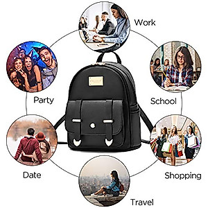 I IHAYNER Girls Fashion Backpack Mini Backpack Purse for Women Teenage Girls Purses PU Leather cute Backpack Shoulder Bag Black