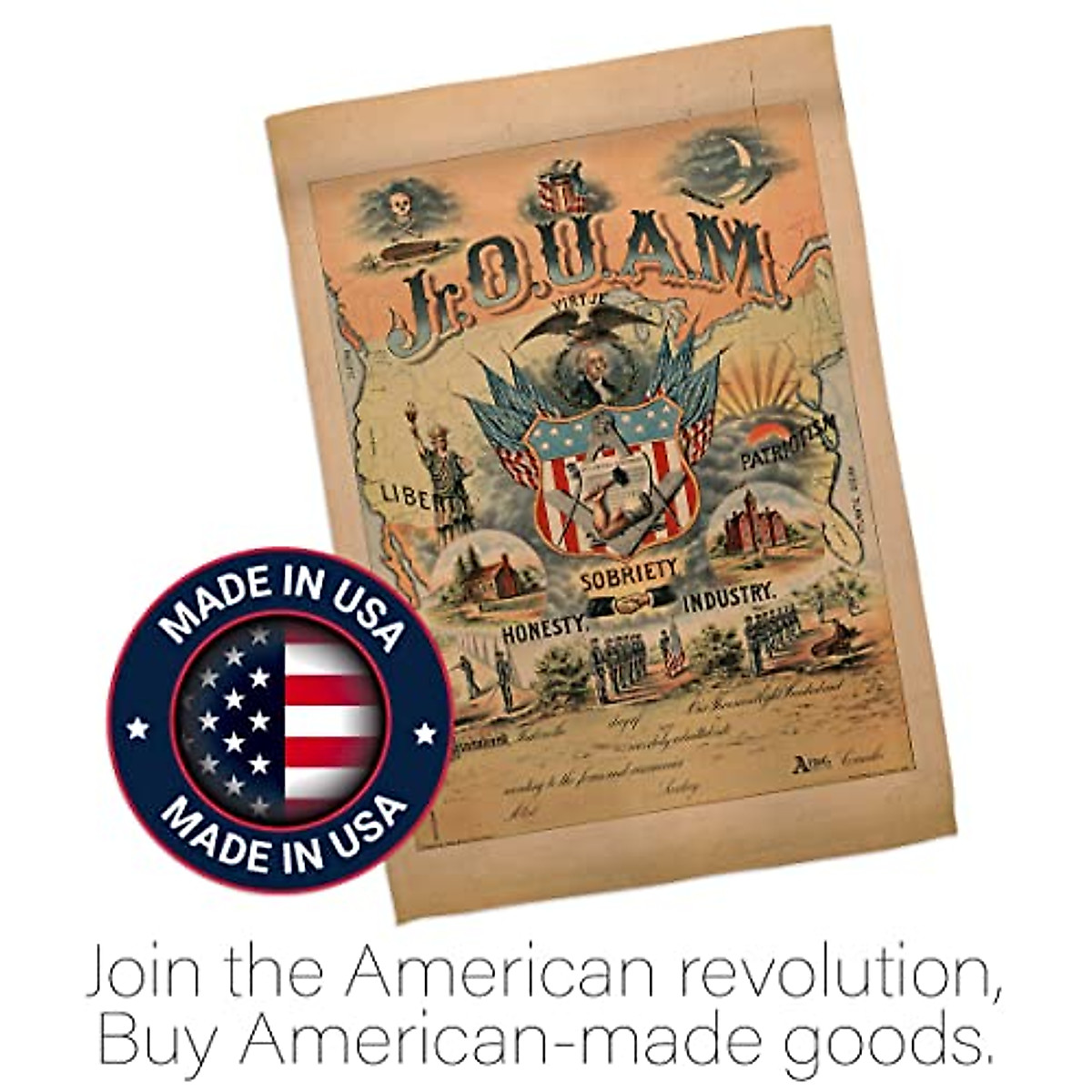 Americana Home & Garden Jr. O. U. A. M. Garden Flag Set Wood Dowel Americana US Historic July Memorial Veteran Independence United State American House Banner Small Yard Gift Double-Sided, Made In USA