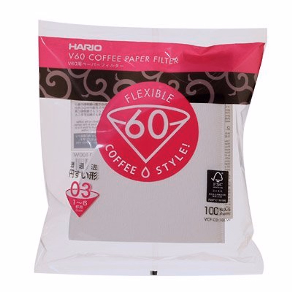 Hario 03 100-Count Coffee White Paper Filters, 3-Pack Set (Total of 300 Sheets) (Japan import)