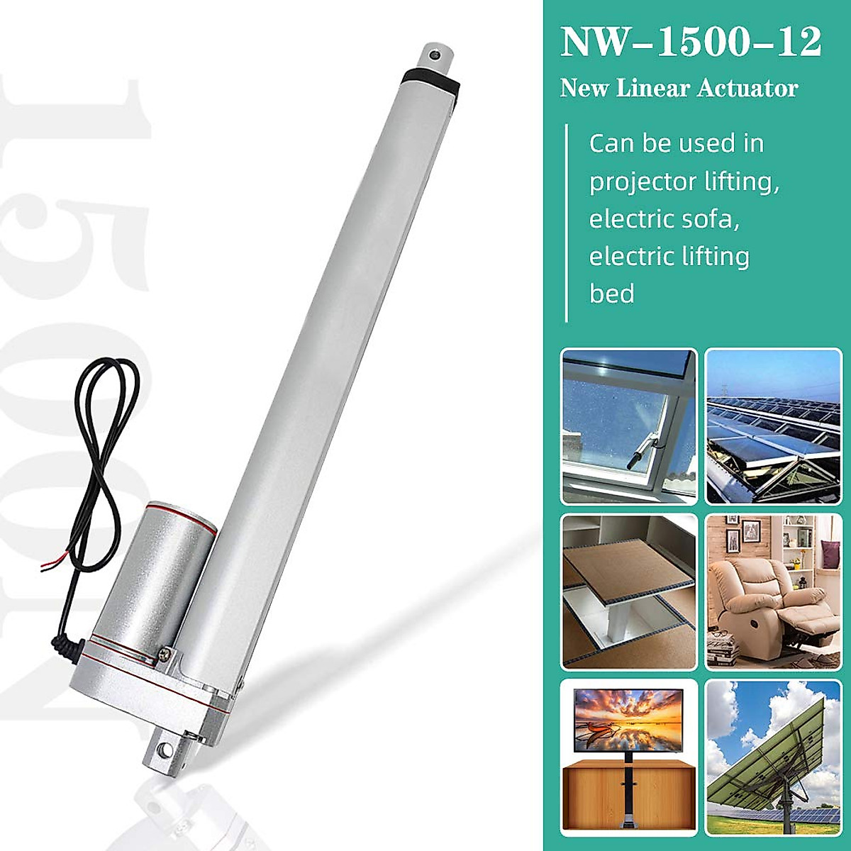 ECO-WORTHY Heavy Duty 330lbs/1500N Solar Tracker Linear Actuator Multi-Functions with Mounting Brackets (12V, 4") IP54 Waterproof Linear Motion Actuator