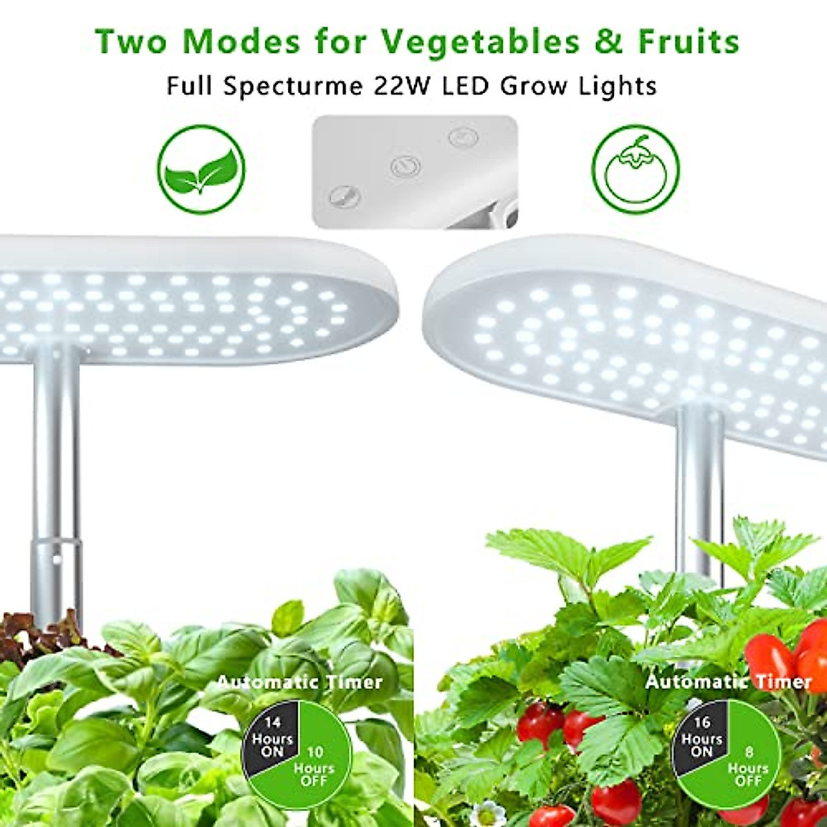 Vegebox Hydroponics Growing System, Indoor Herbs Kitchen Garden with Full Spectrum LED Grow Light, Plants Germination Kit 11 pods with Automatic Timer, Adjustable Height Up 14 inch to for Home