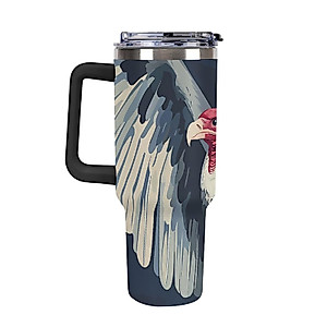 Flying Vulture Large Capacity Insulated Car Cup Travel Coffee Mug 40 Oz Reusable Tumblers with Straw and Lid