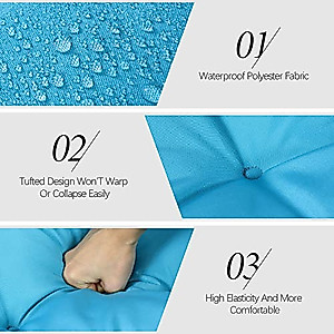 5 Pieces Wicker Patio Cushion Sets Include 1 Loveseat 2 U-Shape 2 Matching Chair Cushions Indoor Outdoor Tufted Settee Bench Cushions Replacement Loveseat Cushions for Outdoor Furniture (Light Blue)