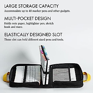ARTIFY 48 Slot Canvas Marker Pen Organizer Bag, Carrying Case for School, Office, Travel & Storage with Zipper Pocket (C)