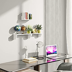 SRIWATANA Rustic Wall Shelves Set of 3 and Wood Floating Shelves Set of 4 Bundle (Contains 2 Items)