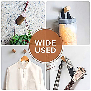 Felidio Wood Wall Hooks, 4 Pack Coat Hooks Wall Mounted Rustic Wooden Hooks Heavy Duty Robe Hook Hat Rack | Hooks for Hanging Bathroom Towels Clothes Hanger (Beech Wood)