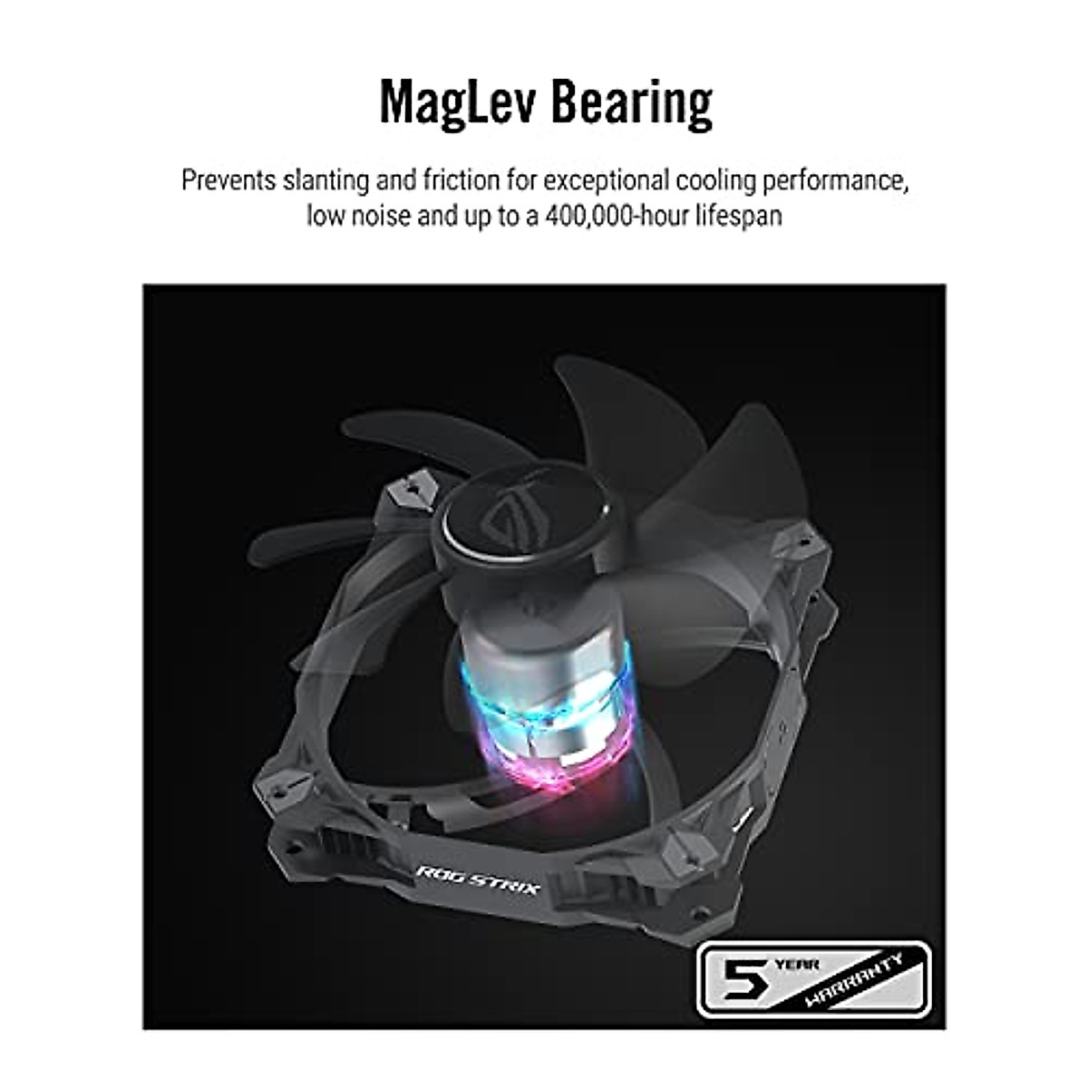 ASUS ROG Strix XF120 Whisper-Quiet, 4-pin PWM Fan for PC Cases, Radiators or CPU Cooling (120mm, up to 400,000 Hours lifespan, Magnetic-Levitation, 1800RPM, 5 Years Warranty)