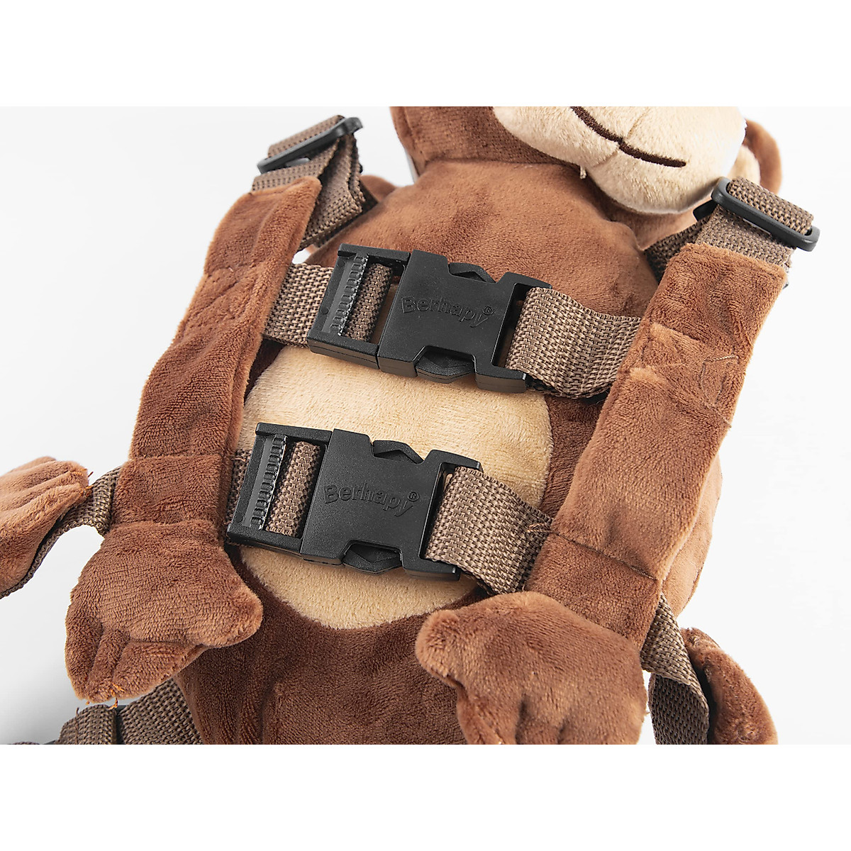 Berhapy 2 in 1 New Monkey Toddler Safety Harness Backpack Children's Walking Leash Strap（Brown）