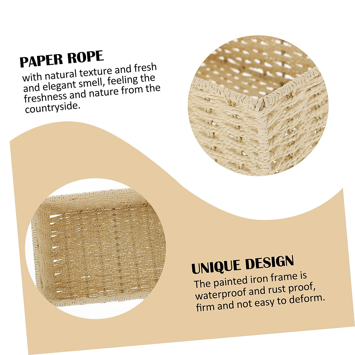 Ciieeo 2pcs Storage Box Toy Storage Basket Square Baskets for Storage Woven Laundry Basket Square Laundry Basket Clothes Bins Storage for Closet Toilet Key Small Basket Wicker Paper Rope