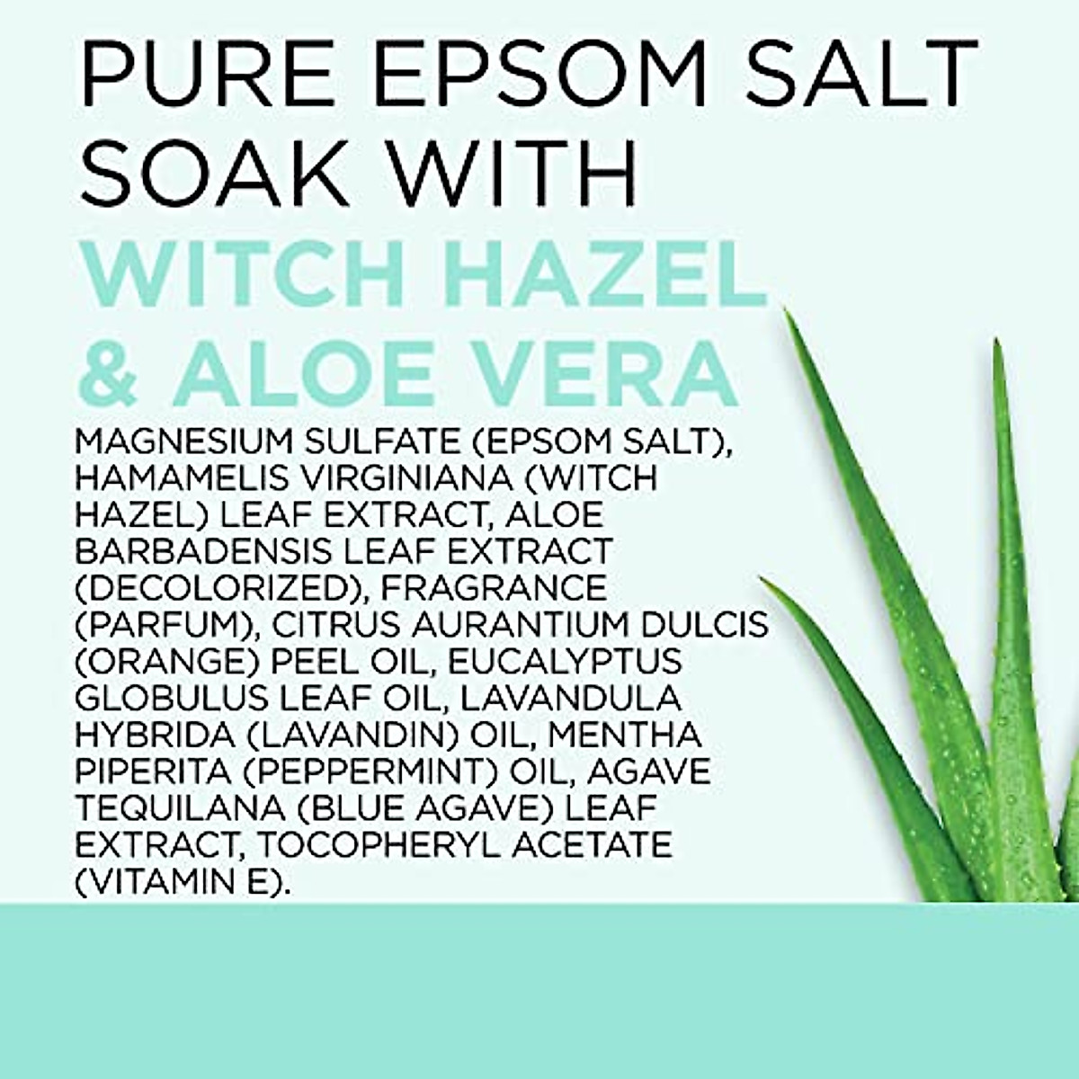 Dr Teal's Pure Epsom Salt Soak, Clarify & Smooth with Witch Hazel & Aloe Vera, 3 lbs (Pack of 4)