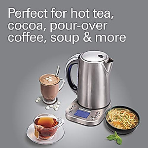 Hamilton Beach Professional Digital LCD Variable Temperature Control Electric Tea Kettle, Water Boiler & Heater, 1.7L, Cordless, Auto-Shutoff & Boil-Dry Protection, Silver (41028)