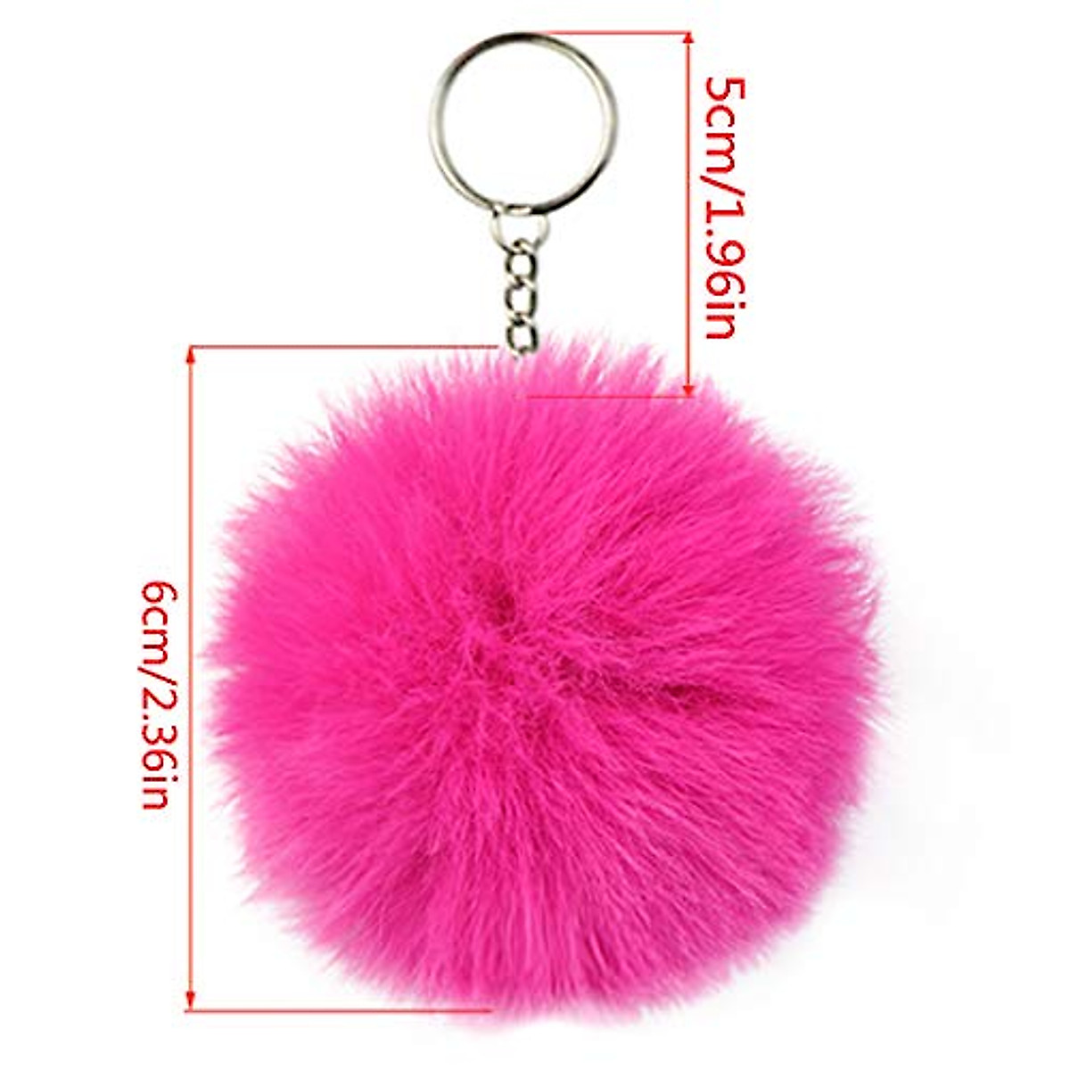 Tongcloud 30pcs Faux Fur Ball Pom Poms Keychains Pom Poms Keychains Fluffy Faux Fur Pompoms Balls for Girls Women Hats Shoes Bags Accessories (15 Colors, 6cm/2.36'')