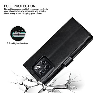 Feitenn for Oneplus 10T 5G Case,1+10T Flip Wallet Leather Cover with Kickstand,Multi-Function Magnetic Suction Strong Closure Protective Phone Case for Oneplus 10T 5G 2022 (Black)