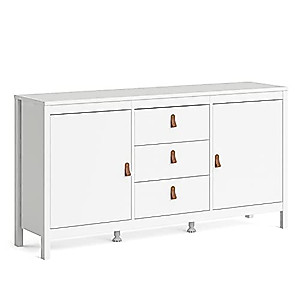 Tvilum, White Madrid 2 Door Sideboard with 3 Drawers