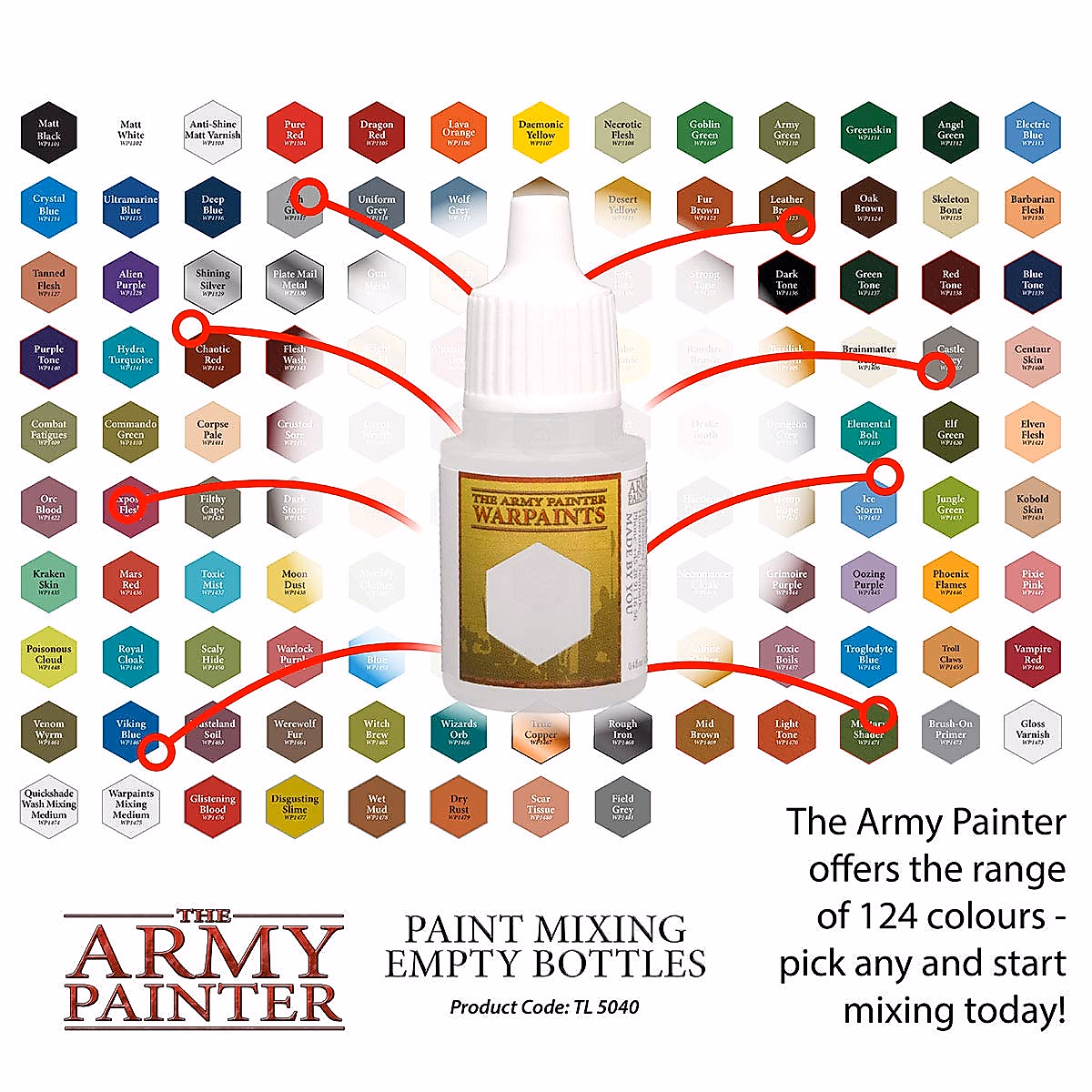 The Army Painter Paint Mixing Empty Dropper Bottles-12 ml, Pack of 6 Bottles with Dropper-Plastic Dropper Bottles for Acrylic Paint-Empty Plastic Bottle with Dropper Top- Small Applicator Paint Bottle