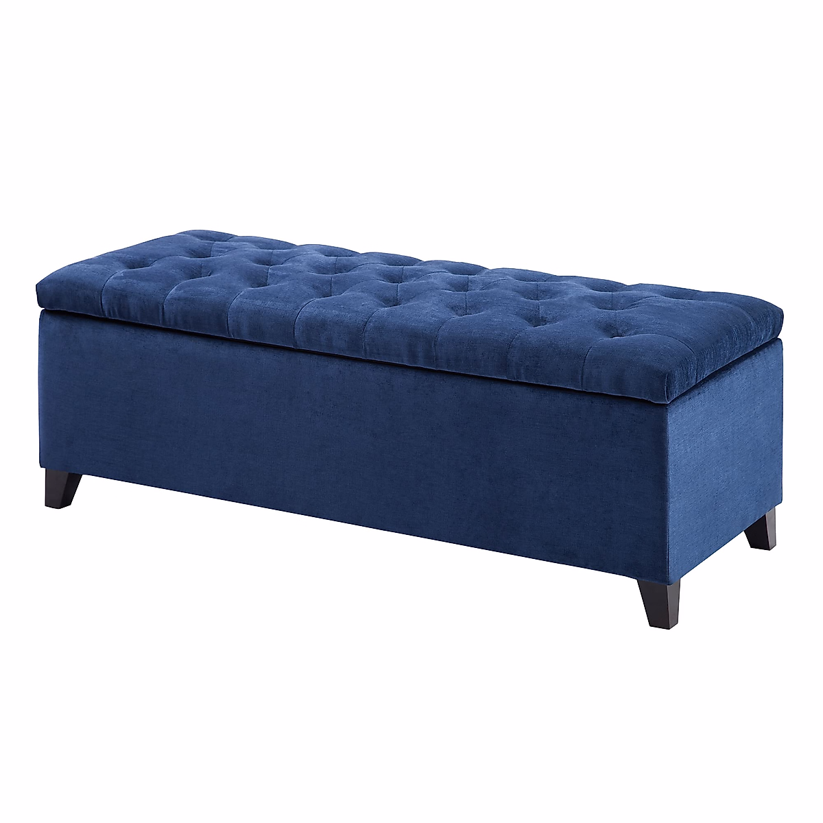 Madison Park Entryway Accent Bench for Living Room Flip Top Storage Chest, Shandra Tufted Top Upholstered Storage Bench End of Bed for Bedroom Furniture, Indoor Seating, 49"Wide, Navy
