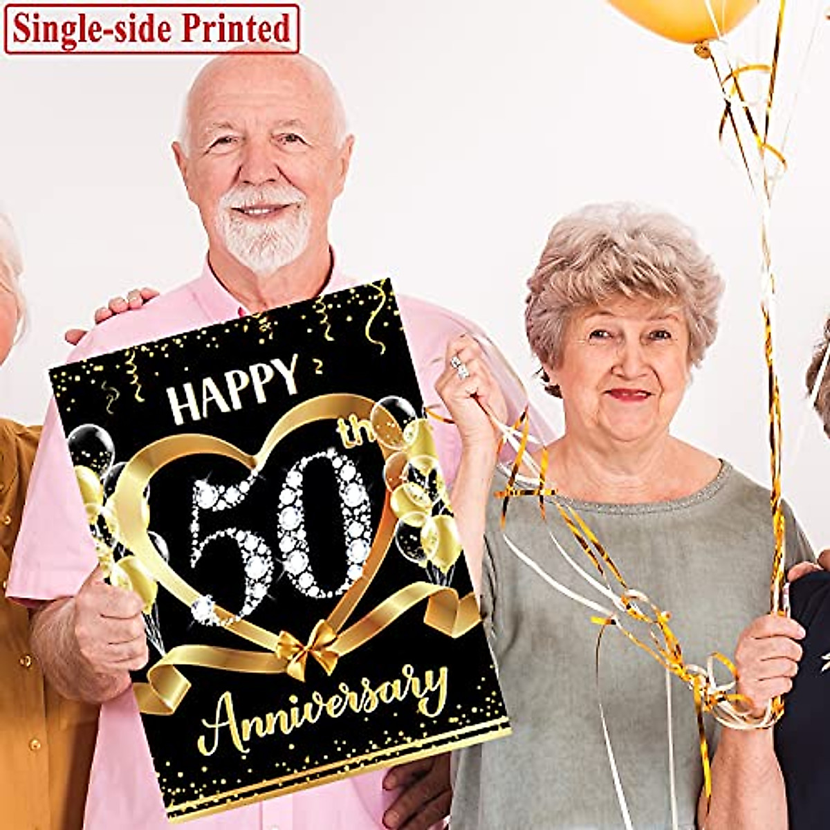 50th Anniversary Yard Sign Decoration Outdoor Gold 50th Wedding Anniversary Lawn Sign with Stakes for Happy 50th Year Party Supplies