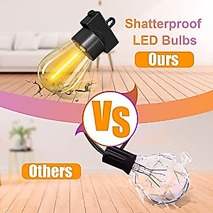 DREAMLAND Outdoor String Lights, 27FT Patio Lights with 11 S14 Shatterproof LED Bulbs(1 Spare), Waterproof Hanging Lights String for Outside Backyard, Deck, Porch, Garden, Party