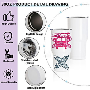 XccMe 30oz Sublimation Tumblers Bulk,4PACK Stainless Steel Coffee Mugs,Double Wall Vacuum Insulated with Shrink Wrap Films and Splash Proof Lids,Travel Cups for DIY Gift,Coffee,Beverage White