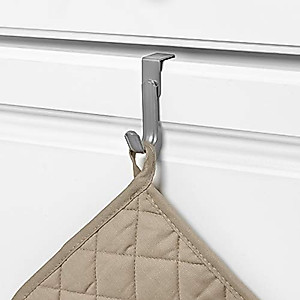 Spectrum Diversified Ashley, Set of 2, Installation Kitchen & Bathroom Pot Holder & Towel Hooks, Scratch-Resistant Foam Protects Cabinet Doors, Pack of 1, Satin Nickel, 2 Count