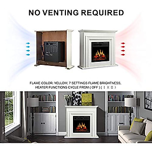 JAMFLY Electric Fireplace with Mantel Package Freestanding Fireplace Heater Corner Firebox with Log & Remote Control,750-1500W, Lvory White…
