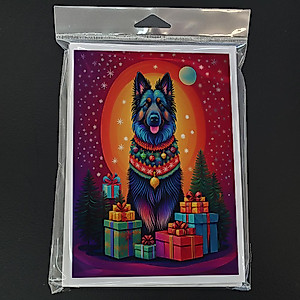 Caroline's Treasures DAC3040GCA7P Belgian Sheepdog Holiday Christmas Greeting Cards Pack of 8 Blank Cards with Envelopes Whimsical A7 Size 5x7 Blank Note Cards