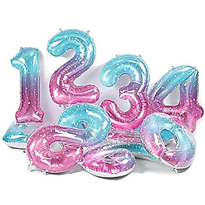 34 Inch Rainbow 5 Number Balloons Mylar Foil Helium Digital Balloon Wedding Bachelorette Anniversary Baby Shower 5st Birthday Outer Space Jelly Theme Party Decor Supplies
