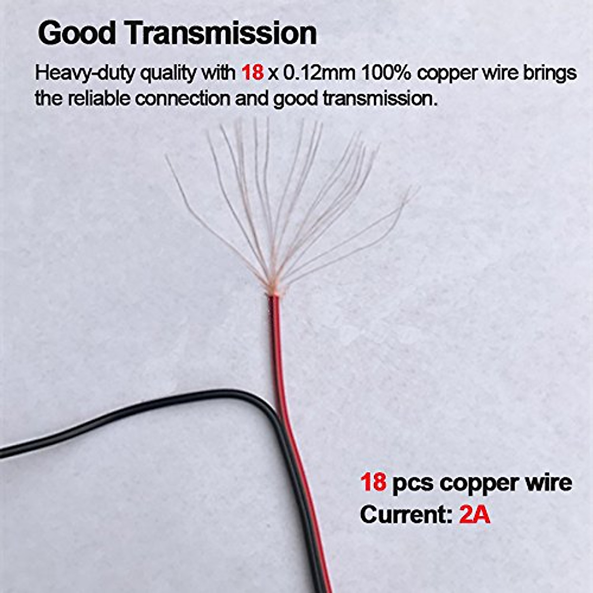 (Real 18AWG 43x2pcs Wires) 20pcs Female DC Power Pigtail Cable, 12V 5A DC Connectors for CCTV Security Camera and Lighting Power Adapter by MILAPEAK (2.1mm x 5.5mm, Ultra Thick)