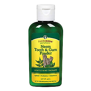 TheraNeem Tooth and Gum Powder | Supports Healthy Teeth and Gums with Probiotics, Vitamin D | Mint, 40 Grams, 200 Uses