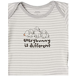 Amazon Essentials Unisex Babies' Short-Sleeve Bodysuits, Pack of 6, Multicolor/Bunny/Carrots/Rugby Stripe, 6-9 Months