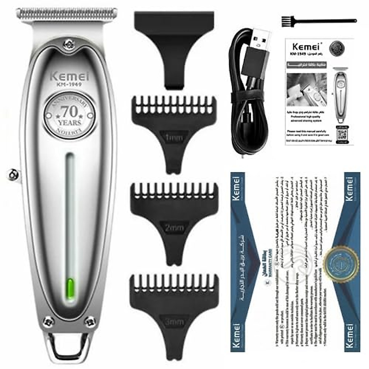 KEMEI Professional Beard & Hair Trimmer for Men, Cordless T-Blade Trimmer, Electric Hair Clippers for Barbers and Stylists, All Body Grooming-Model 1949