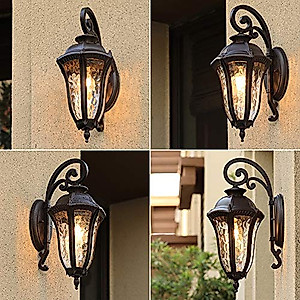 MUMUMI Waterproof Gate Villa Outdoor European Style Wall Lamp E27 Home Garden Creative Personality Coffee Color Wall Sconces Lights, Industrial Wall Light (Size : S)