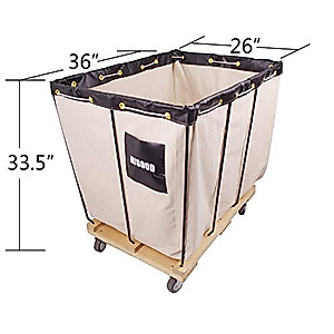 HIGOOD Canvas Basket Bulk Truck,Service Carts 12 Bushel Knock Down Truck, 15.0 cu. ft, 600 lb, 36" L X 26" W X 34" H Capacity