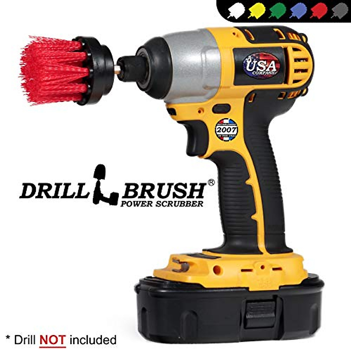 Drill Brush Power Scrubber - Small Round Stiff Brush - Outdoor Cleaning - Stiff Bristle Deck Brush - Scrub Brush - Concrete Bird Baths - Garden Statues - Spin Brush - Granite Headstone Brush