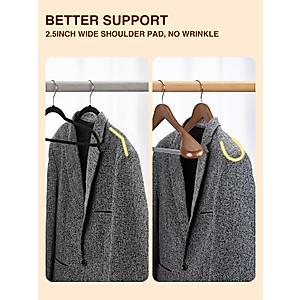 SMARTOR Suit Hangers for Men, 8 Pack - Wide Shoulder Wooden Suit Hangers with Non Slip Pants Holder, Wide Hangers for Suit, Coat, Jacket, Gown, Heavy Duty Wood Suit Hanger - Walnut