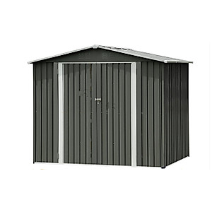 Storage Shed, Outdoor Storage Shed 8 x 6 FT Lockable Metal Garden Shed Steel Anti Storage House with Shutter Vents Single Lockable Door for Garden Shed House, Gray