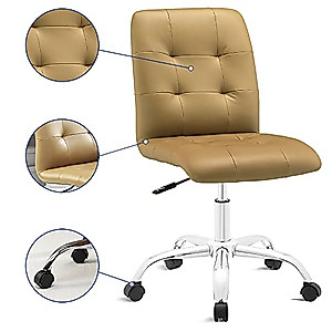 Modway Prim Ribbed Armless Mid Back Swivel Conference Office Chair In Tan
