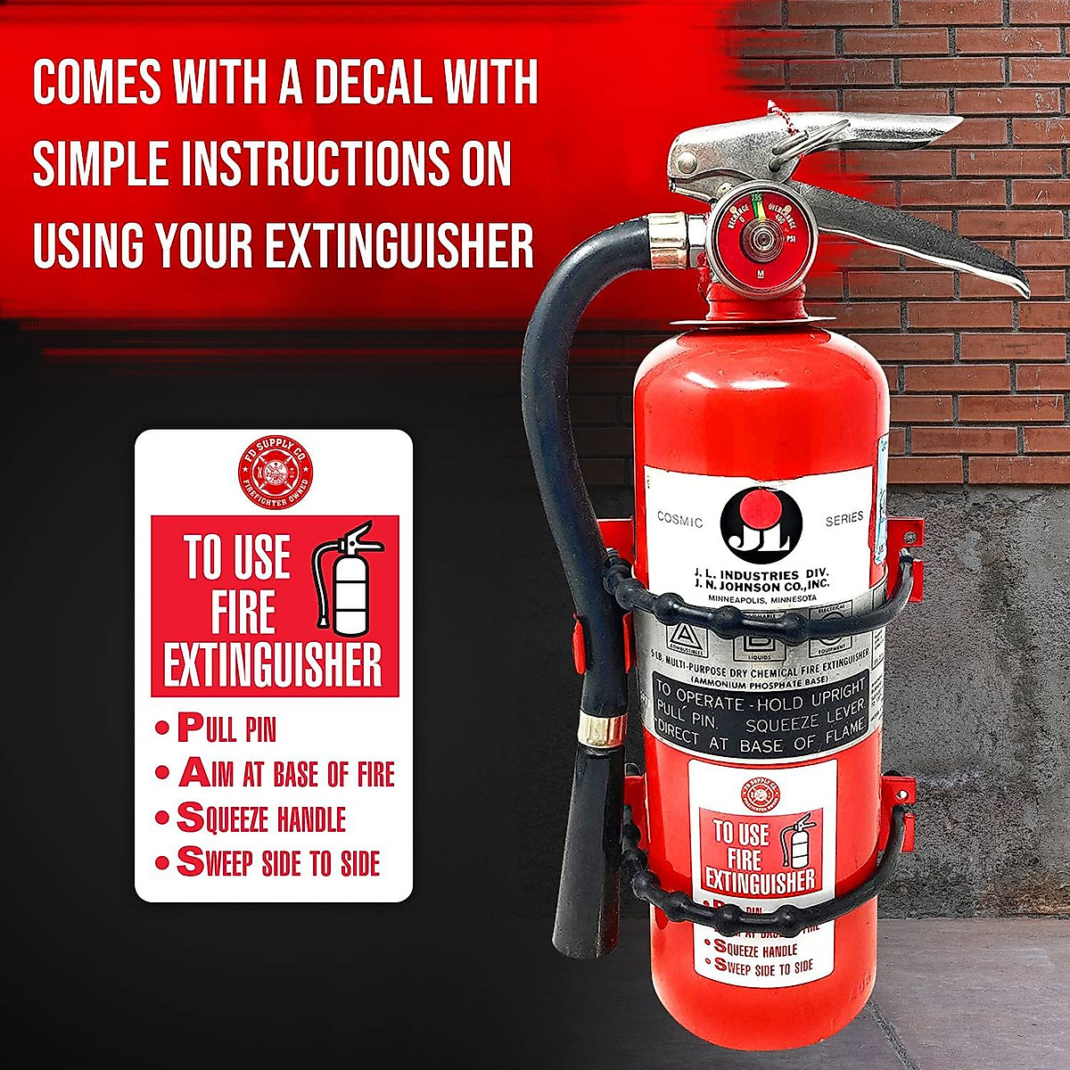 Fire Extinguisher Mounting Bracket Heavy Duty Wall Mount Bracket for 2.5 lb & 5 lb Fire Extinguishers - Mount in Your Car, Boat, or Off-Road Vehicle - Fits Most Popular Brands (Pack of 1)